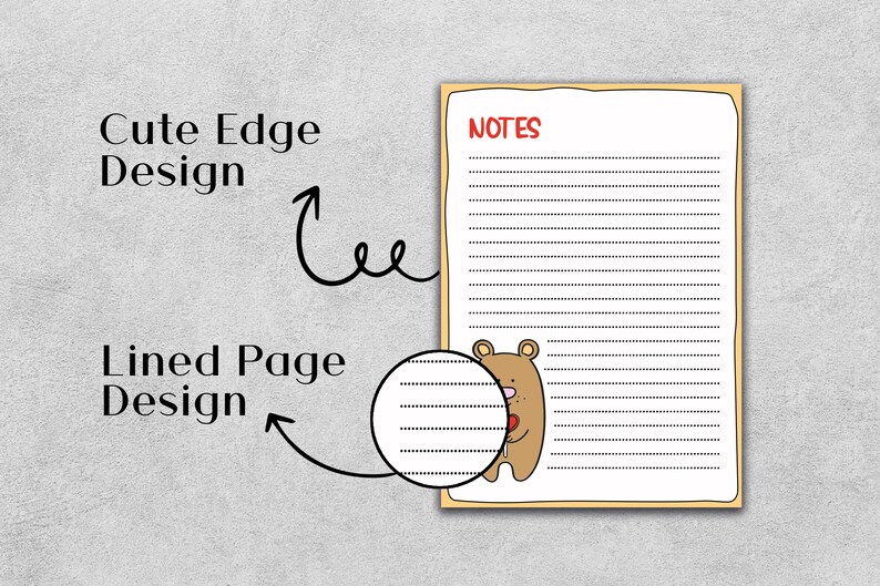 Printable Bear Note Paper: Funny Stationery, Text Card Design (SVG, PDF ...