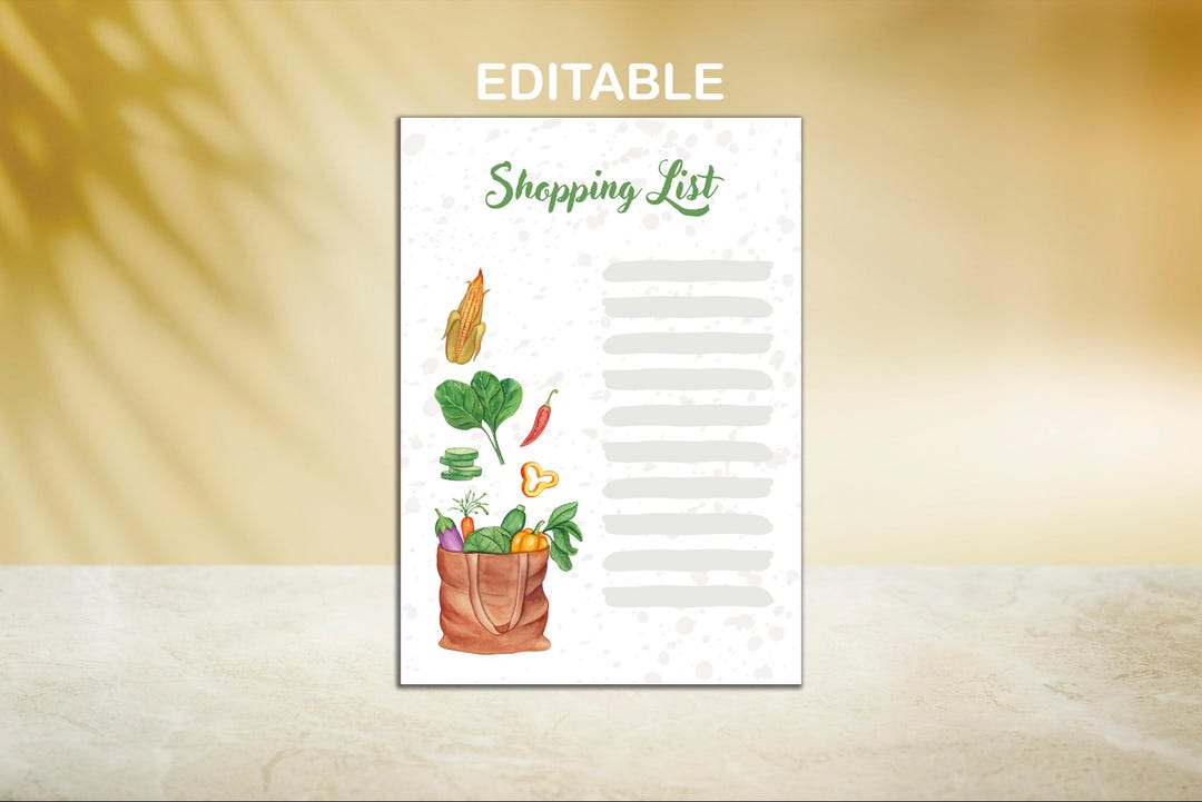 Grocery Shopping Planning Template, Editable and Printable Planner ...