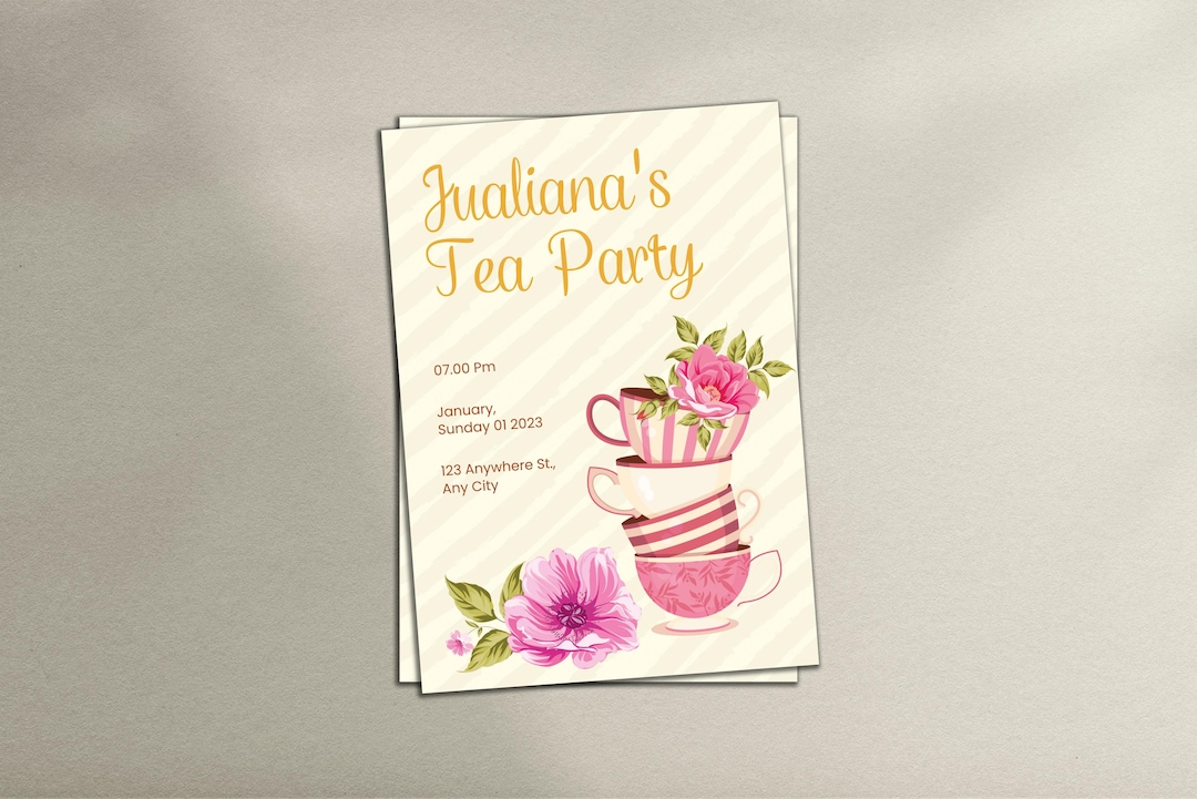 Editable Tea Party Invitation Template, Instant Downloadable and ...