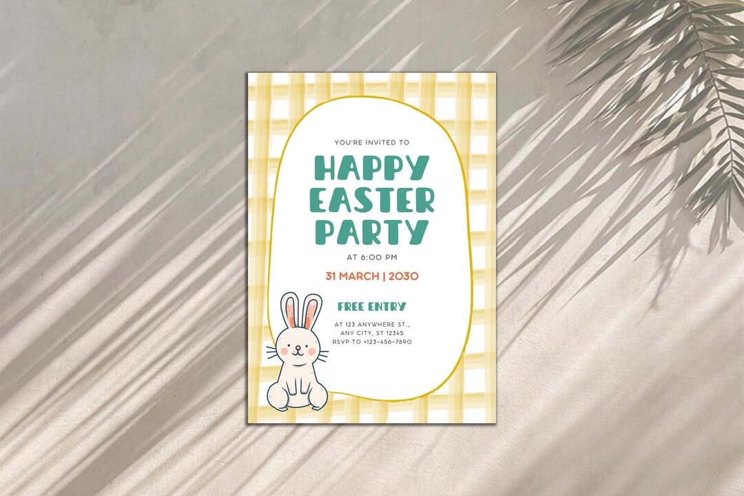 Editable Easter Party Invitation Template: Bunny Design (digital ...