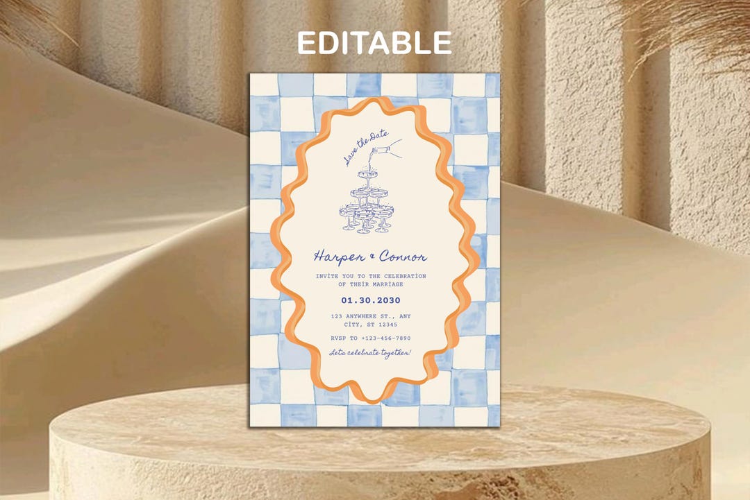 Editable Hand Drawn Watercolor Wedding Invitation | Customizable ...