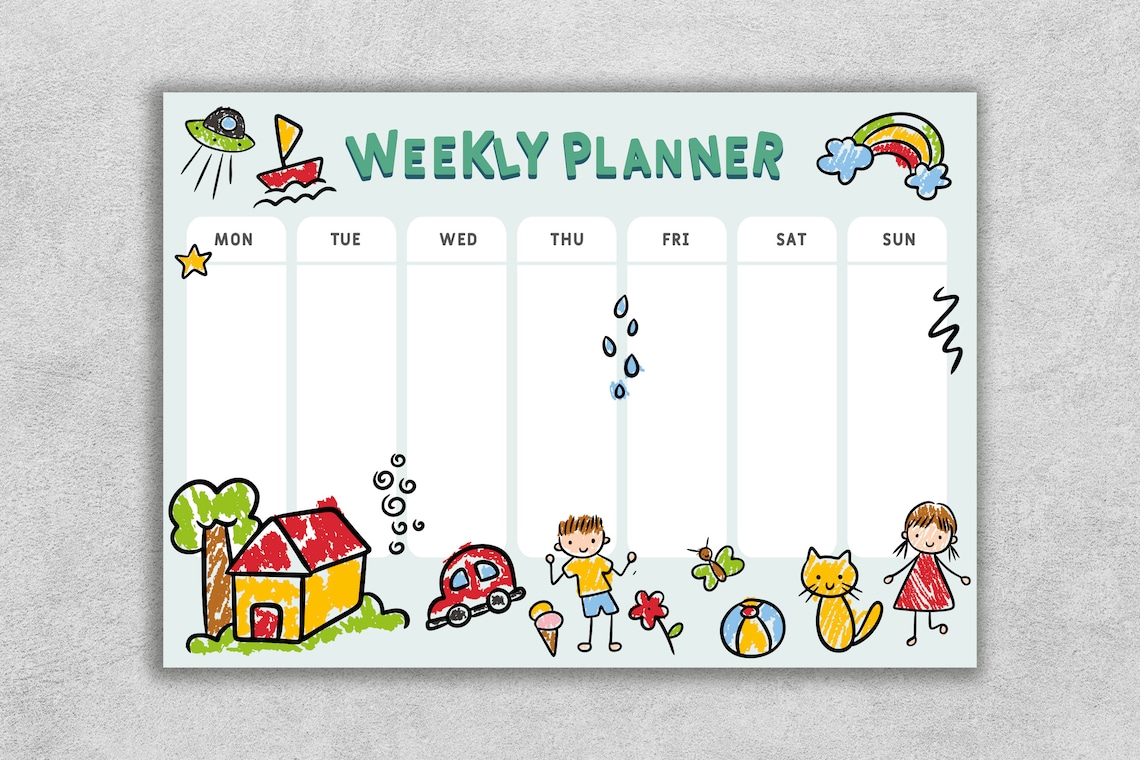 Printable Weekly Kids Planner Digital Student Planner for - Etsy