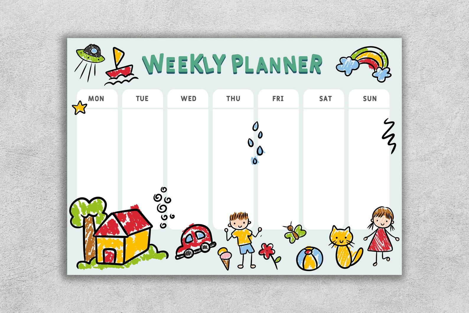 Printable Weekly Kids Planner, Digital Student Planner for Kids and ...
