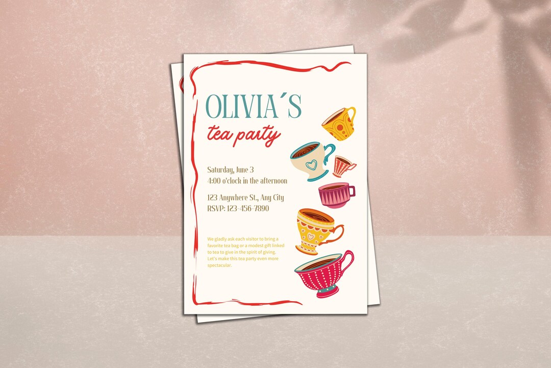 Editable Tea Time Invitation, Instant Printable Invitation SVG, PNG - Etsy