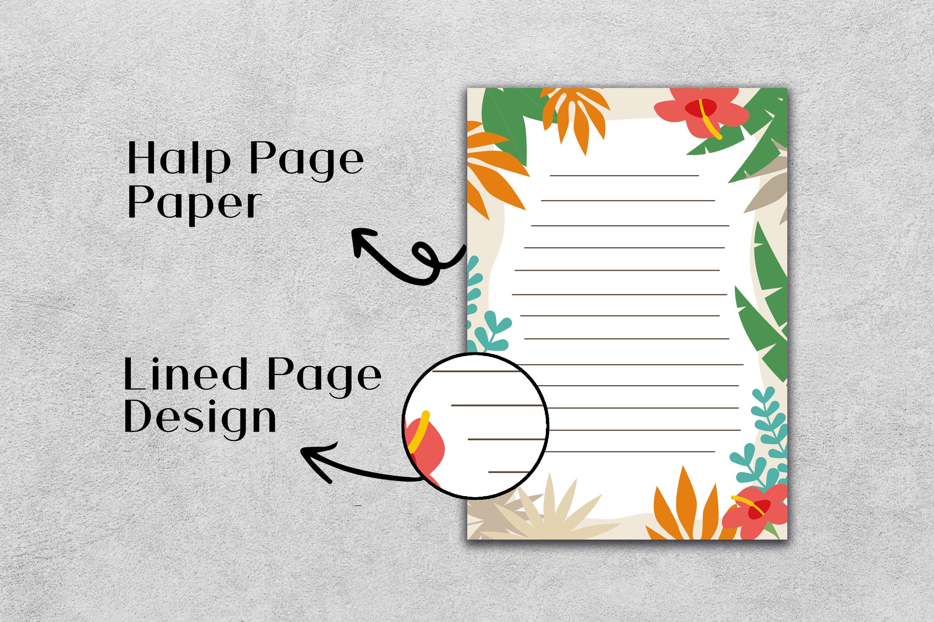 Printable Cute Flower Notebook Paper, Text Paper Design With and ...