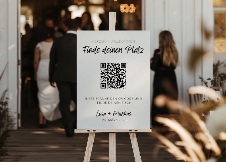 Wedding Seating Chart Sign With QR Code | Find Your Seat | A1, A2, A3 ...