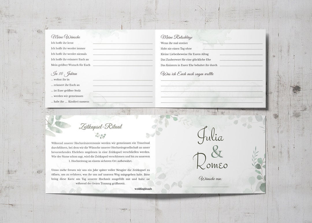 Time Capsule Cards for Wedding Rituals Made From High-quality Offset ...