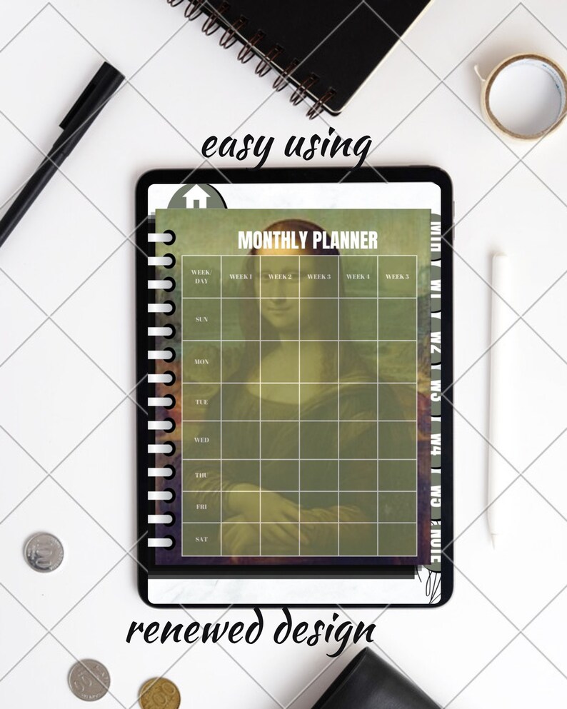 DIGITAL UNDATED PLANNER With Mona Lisa Goodnotes Planner - Etsy