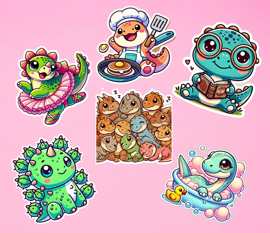 Cute Dinosaurs Stickers Set - Volume I | Dino Stickers | Dinosaur ...