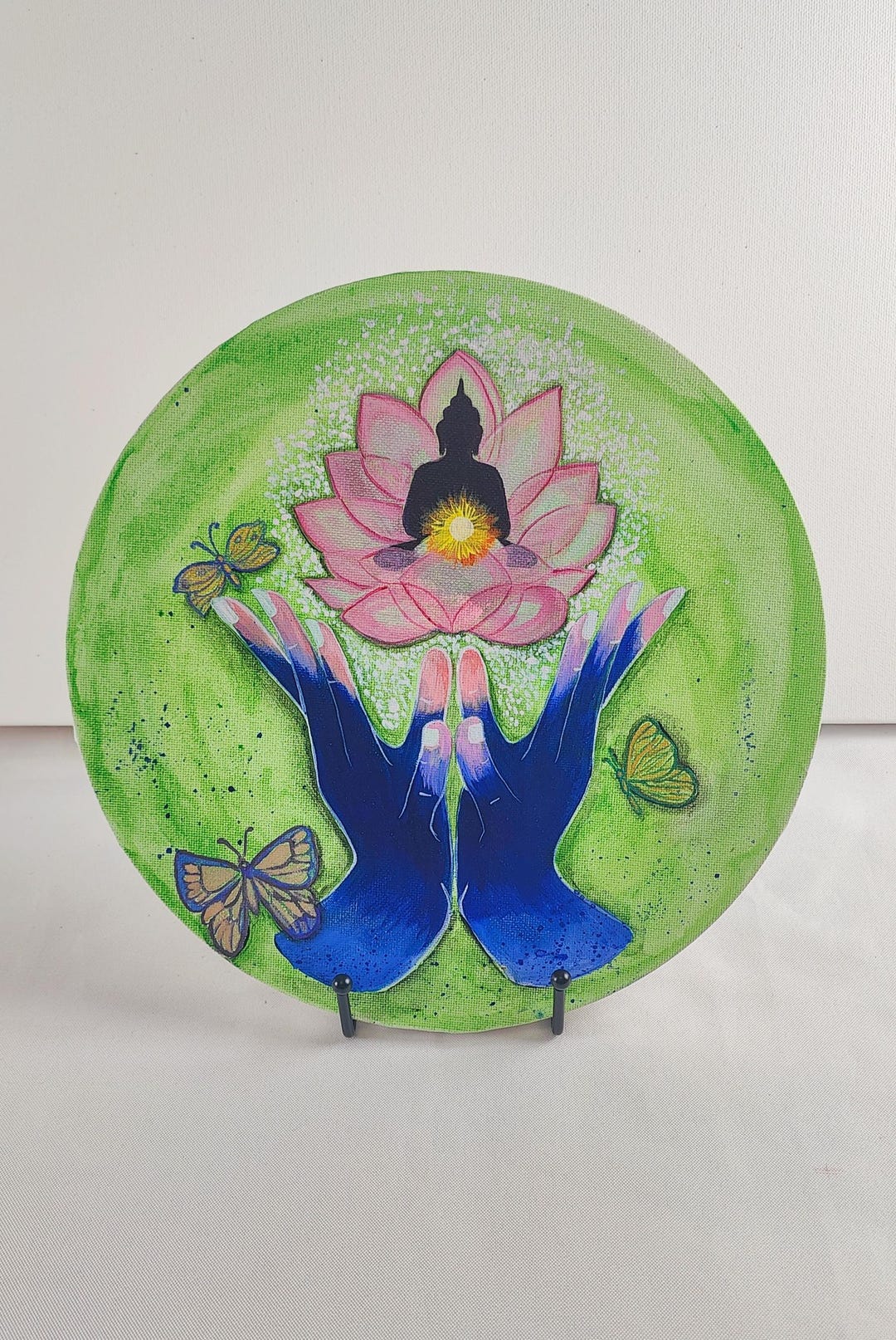 Mudra Art, Lotus Mudra Painting, Spiritual Art, Budha Painting, Butterflies, Metallic Paints ...