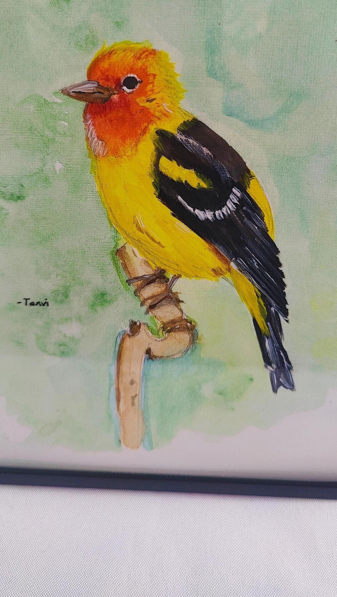 Handpainted Western Tanager, Bird Painting, Wildlife Painting, Acrylic ...