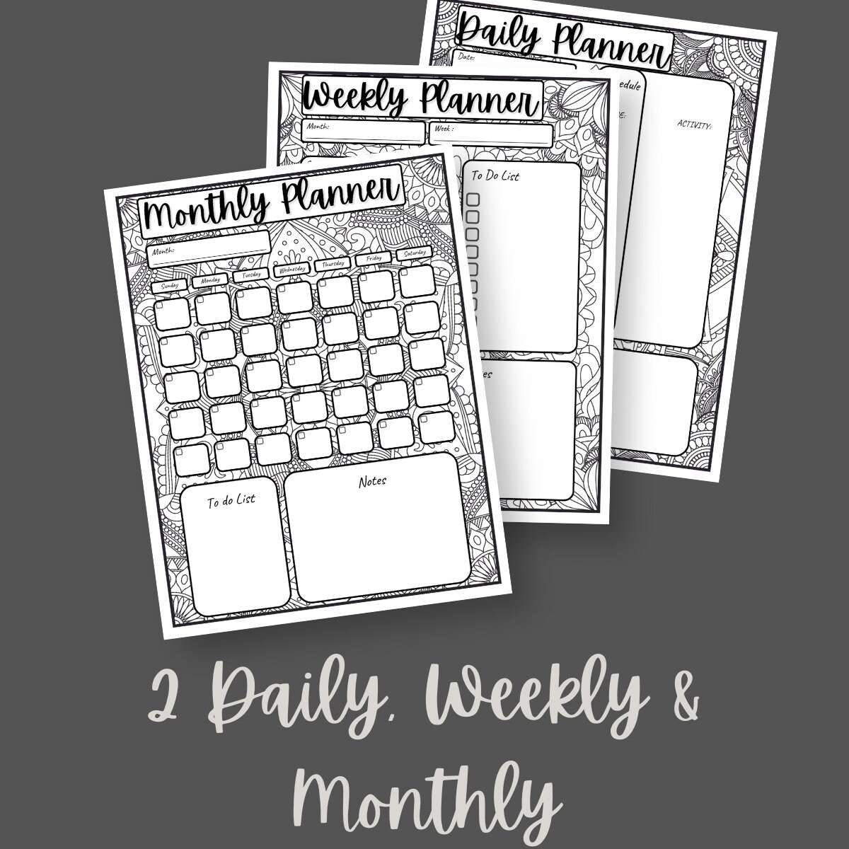 Coloring Planner 2024 Mandala Coloring Calendar and Planner Adult ...