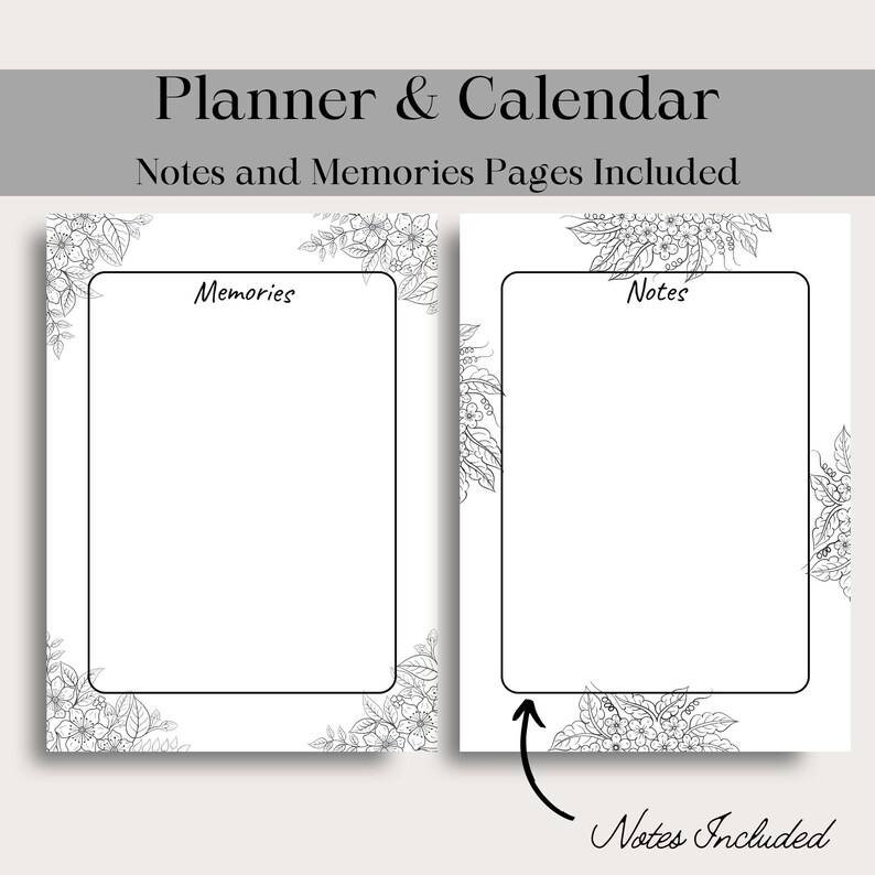 Coloring Calendar & Planner Adults 2024 Calendar Adult Coloring Floral ...