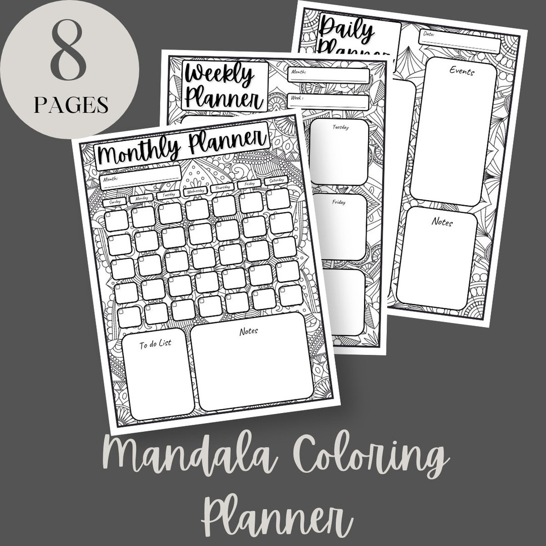 Coloring Planner 2024 Mandala Coloring Calendar and Planner Adult ...
