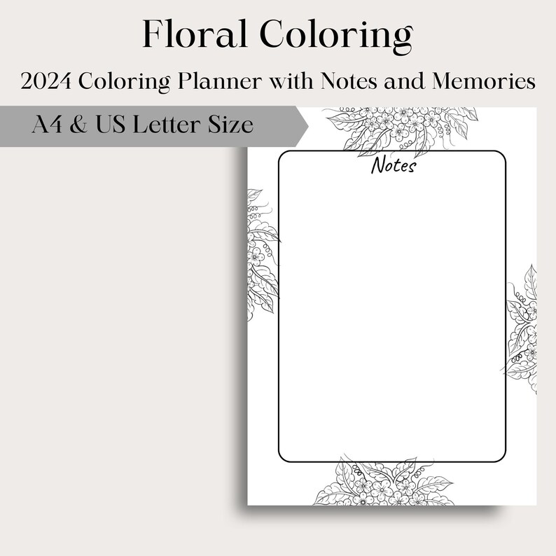 Coloring Calendar & Planner Adults 2024 Calendar Adult Coloring Floral ...