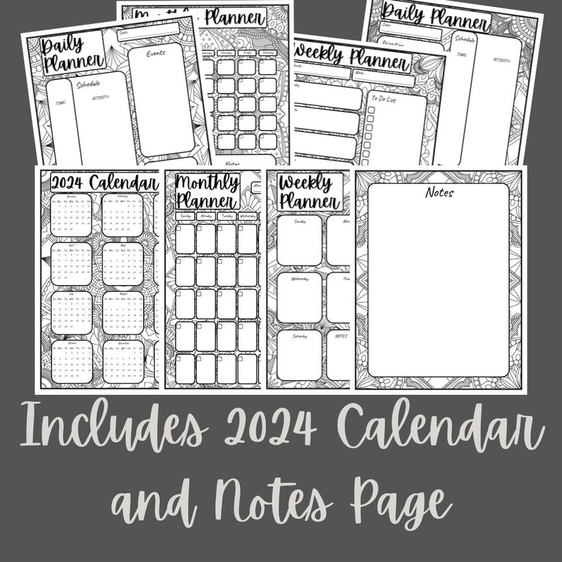 Coloring Planner 2024 Mandala Coloring Calendar and Planner Adult ...