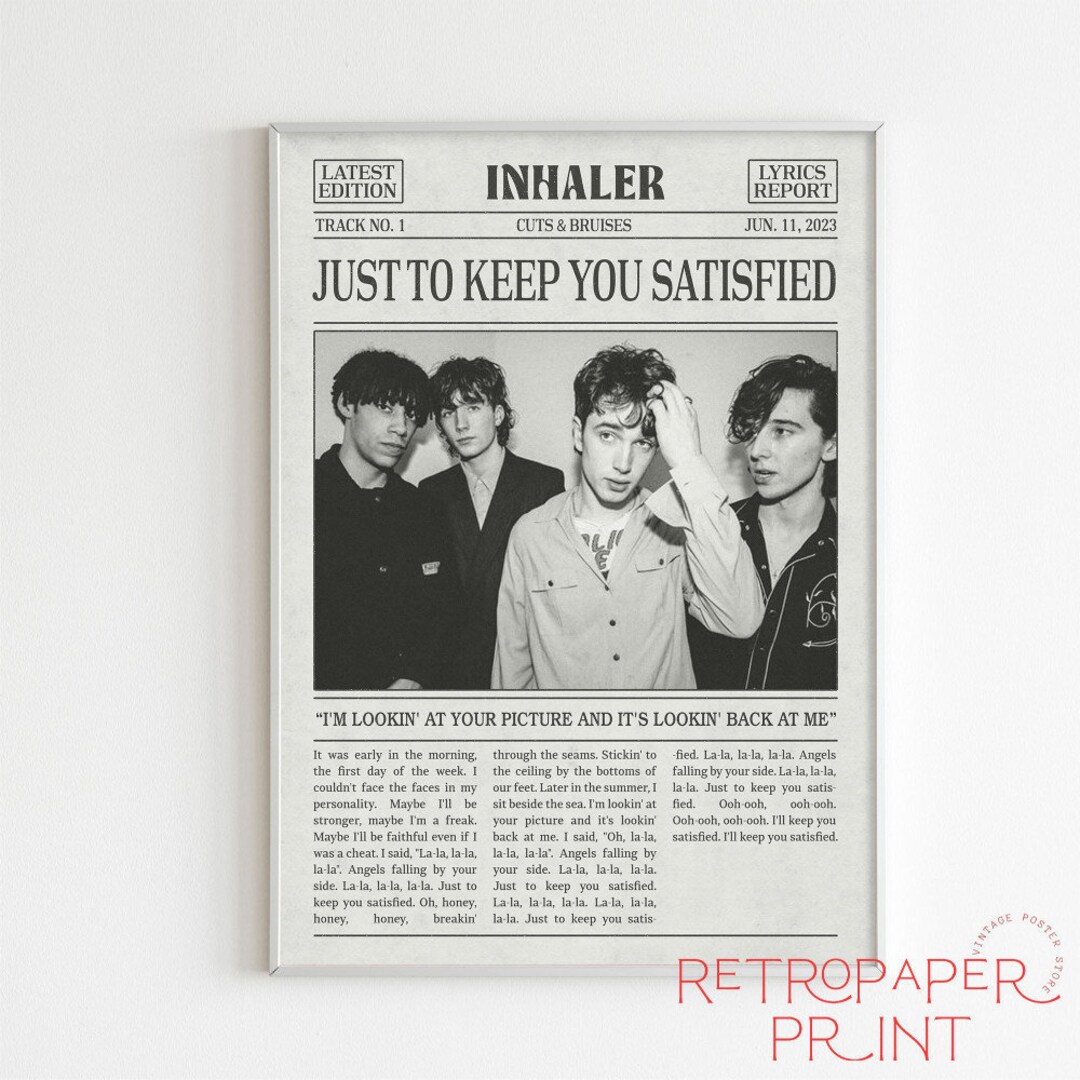 Vintage Inhaler Newspaper Style Lyric Poster Just to Keep You - Etsy