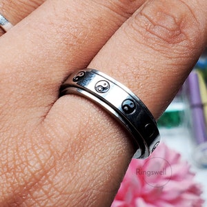Chinese Symbol Ring, Yin Yang Rotatable Ring, Silver Yin Yang Ring ...