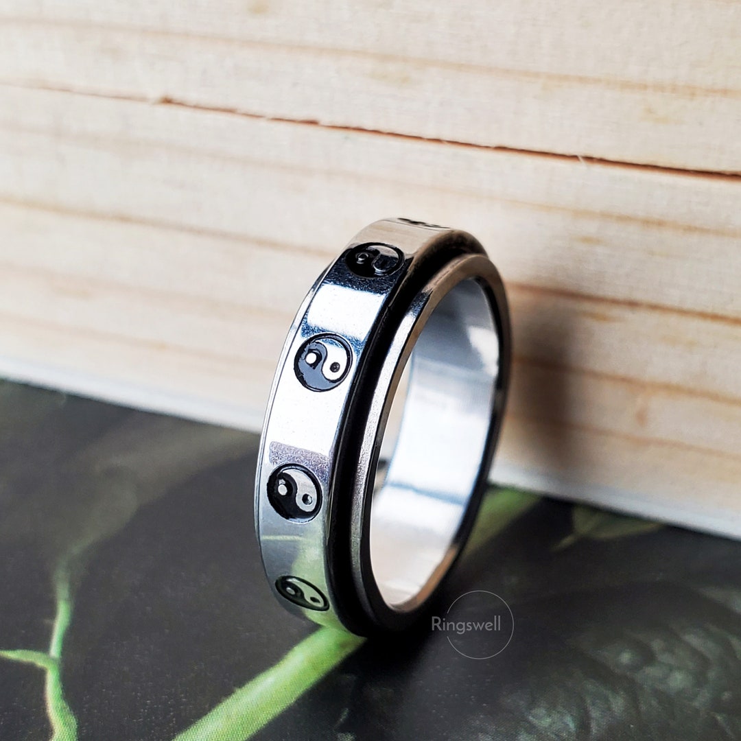 Chinese Symbol Ring, Yin Yang Rotatable Ring, Silver Yin Yang Ring ...