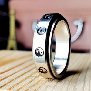 Chinese Symbol Ring, Yin Yang Rotatable Ring, Silver Yin Yang Ring ...