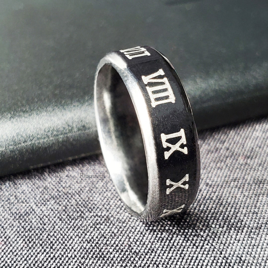 Black Band Ring, Roman Number Ring, Stylish Men's Ring, Ring for Women ...