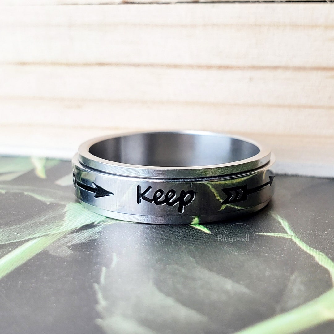 Keep Going Ring, Motivate Spinner Ring, Inspirational Ring Band, Anxiety Reduce Ring, Ring for ...