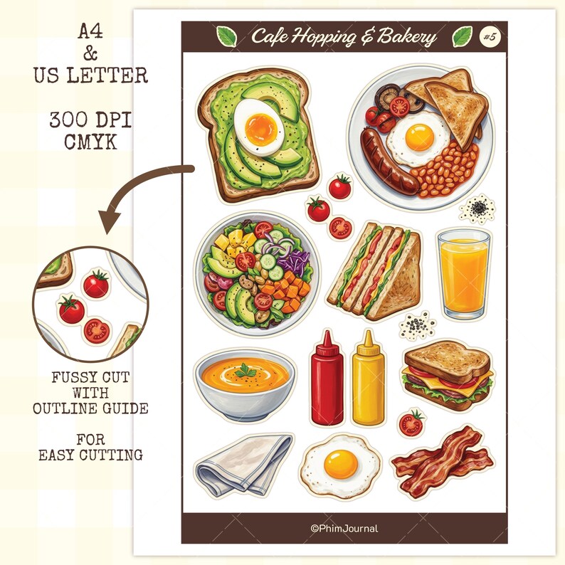 Cafe Hopping & Bakery - Printable Sticker Sheet - Png Stickers - Cricut ...