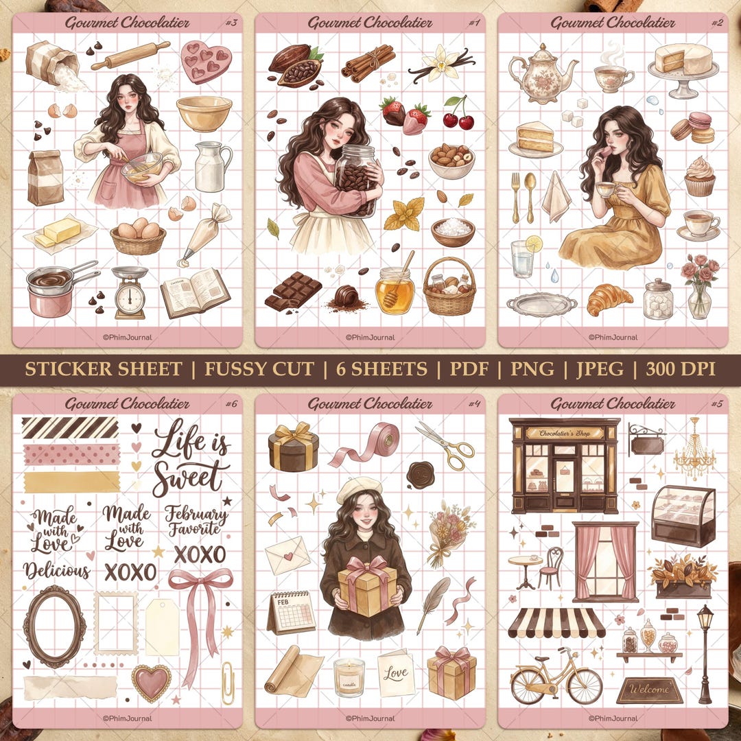 Gourmet Chocolatier Printable Sticker Sheet - Cocoa & Tea Time ...