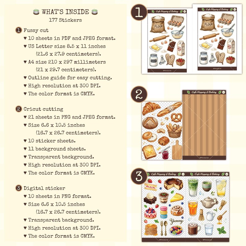 Cafe Hopping & Bakery - Printable Sticker Sheet - Png Stickers - Cricut ...