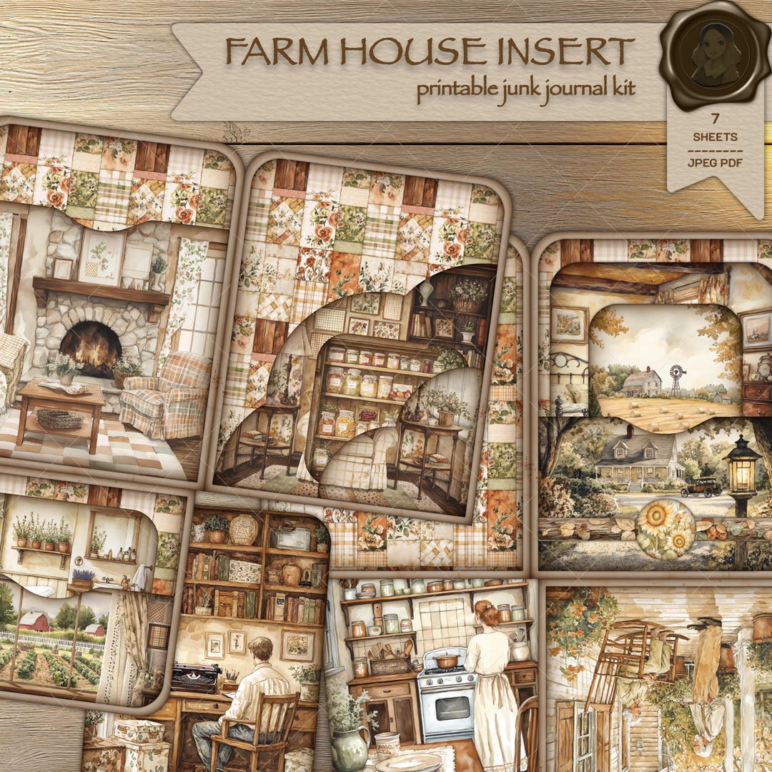 Farm House Insert - Housing Decor - Printable Folio Junk Journal Kit ...