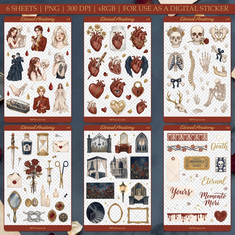 Eternal Anatomy Printable Sticker Sheet - Victorian Love Bundle ...