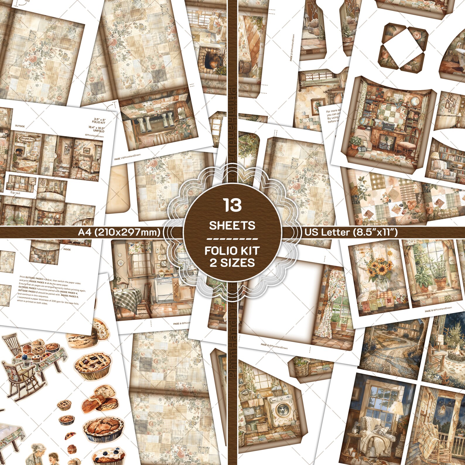 Farm House - Housing Decor - Printable Folio Junk Journal Kit - Junk ...