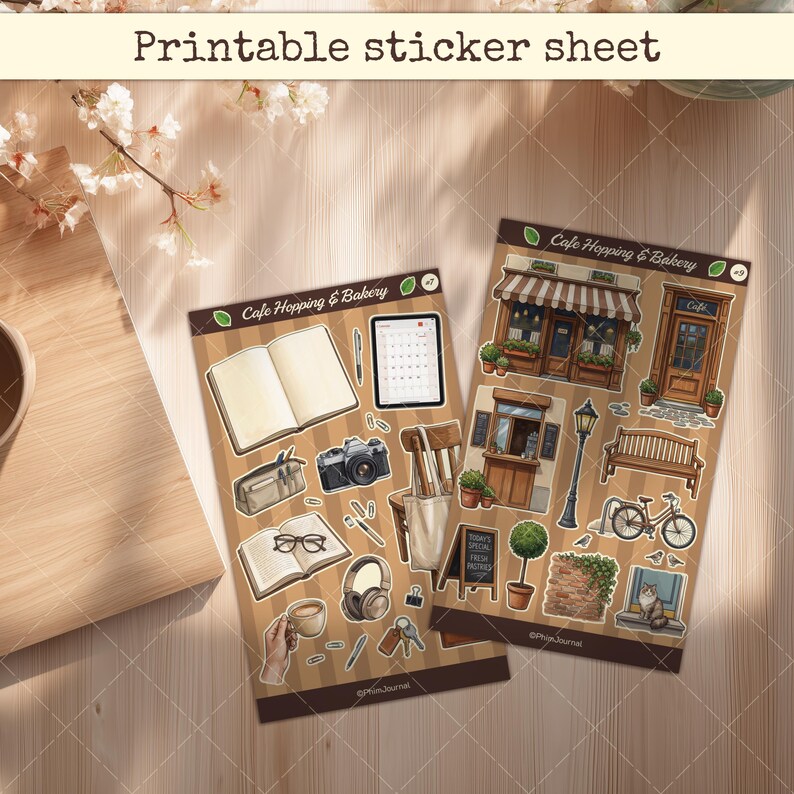 Cafe Hopping & Bakery - Printable Sticker Sheet - Png Stickers - Cricut ...