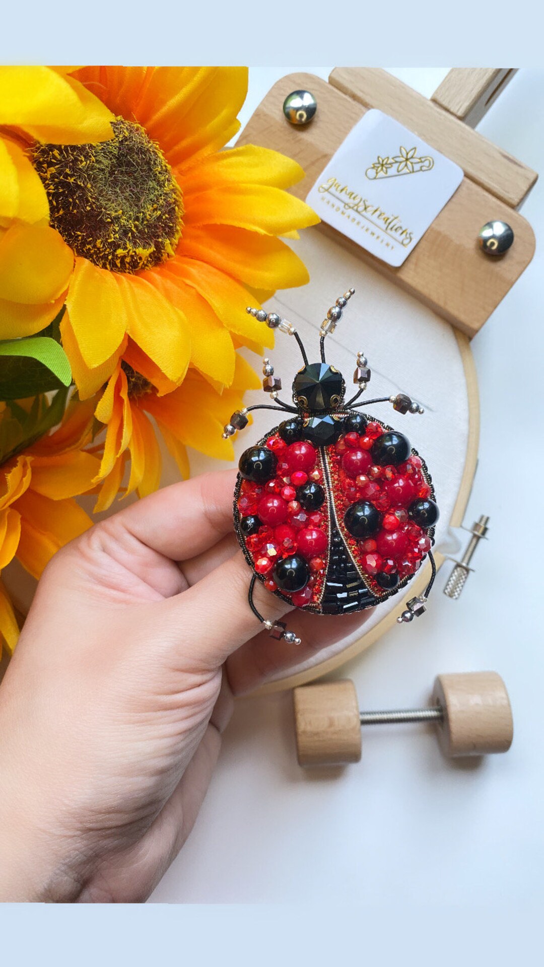 Ladybug Brooch, Ladybug Pin, Beaded Jewelry, Jewelry Ladybug, Handmade ...