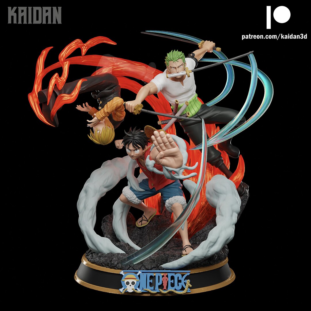 Luffy Zoro Sanji Monster Trio Diorama | One Piece | Kaidan Sculpt | 1/6 ...