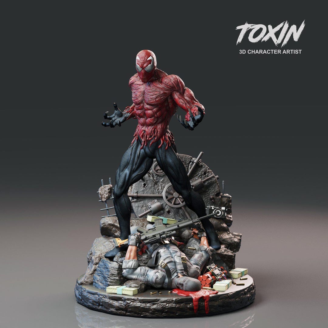Red Murderous Symbiote Spider Villain Diorama Model Kit Statue by Nice ...