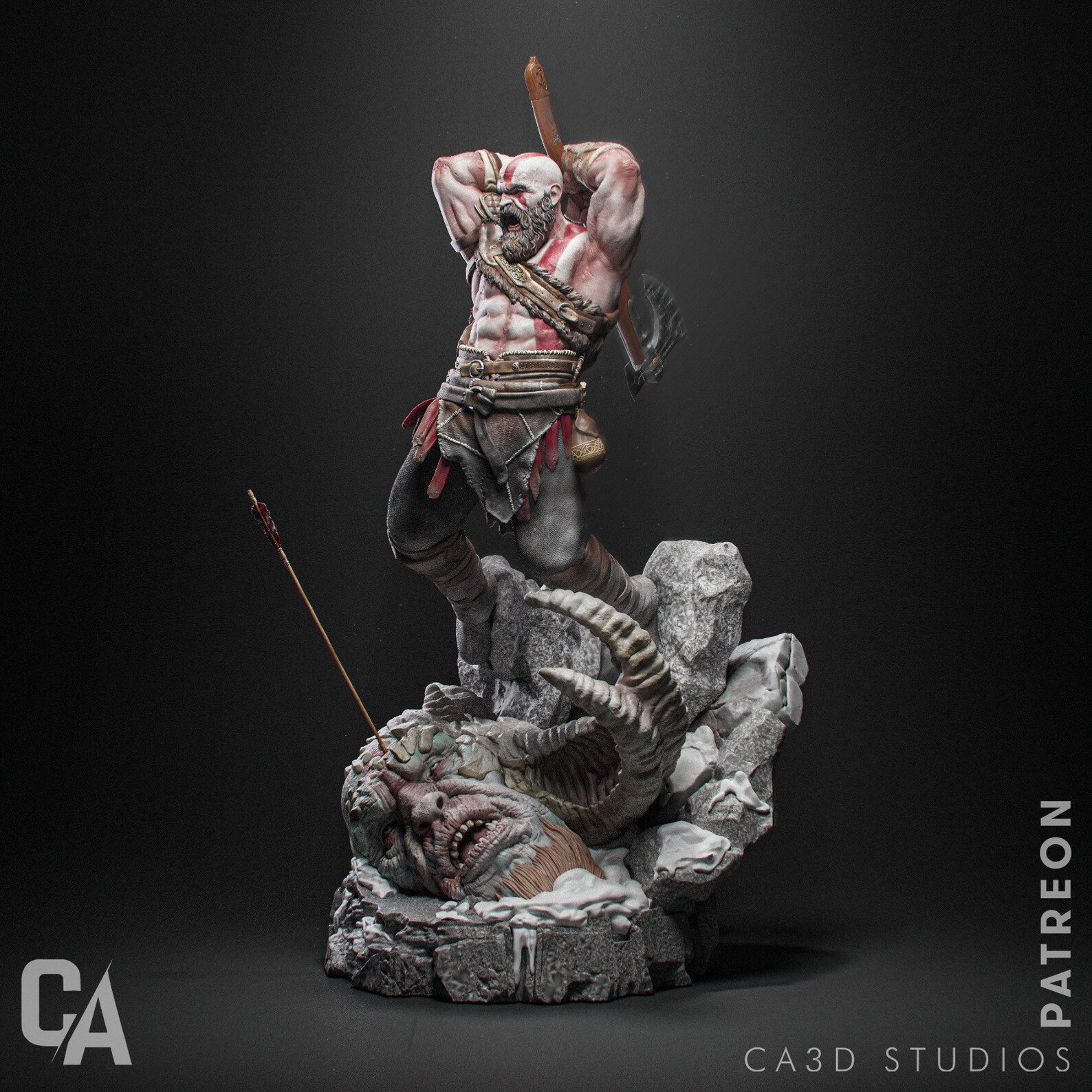 Kratos - the God of War Unleashed: 1/12th Scale Resin Figure by CA3D ...