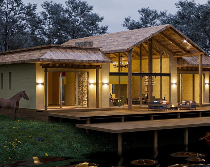 32'x56' Tiny House - 2 Bed Chalet - A-frame House Architectural Plans ...