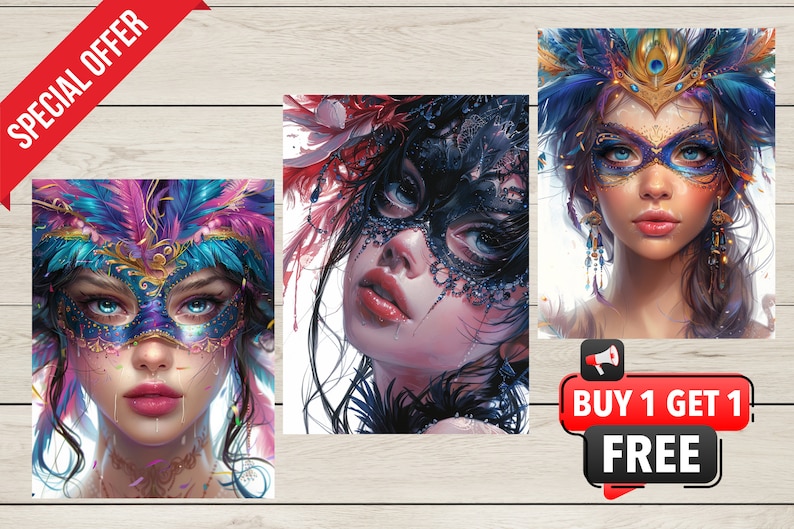 Masquerade Mask Digital Coloring Book, Carnival Mask Coloring Pages ...
