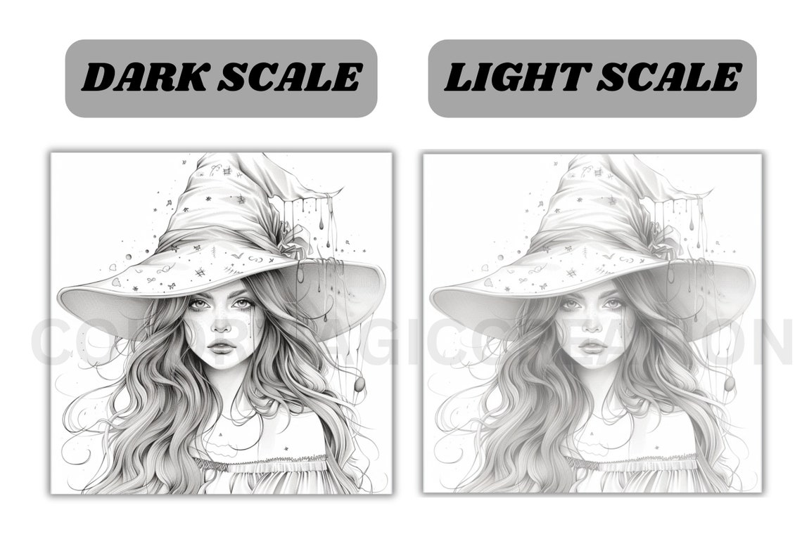 Fantasy Witches Coloring Book,digital Adult Coloring Book, Fantasy ...