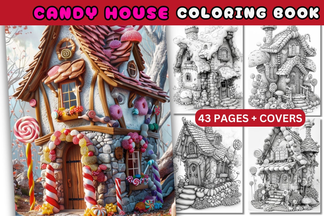 43 Gingerbread House Coloring Page Book, Printable PDF Sheets ...