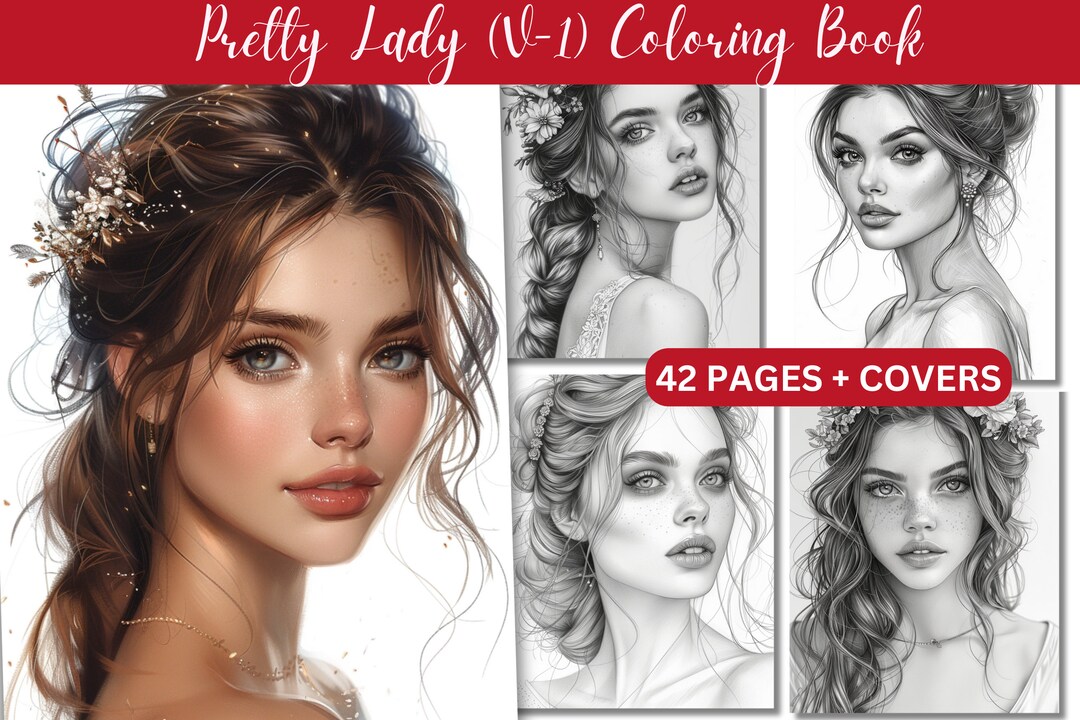 Beautiful Girls Coloring Pages, Casual Girls Portraits, Grayscale ...