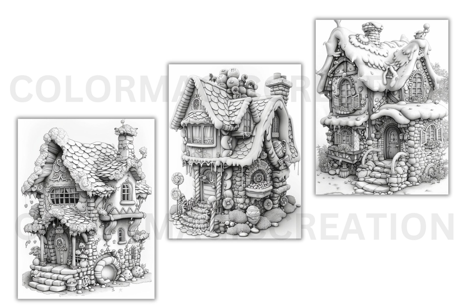 43 Gingerbread House Coloring Page Book, Printable PDF Sheets ...
