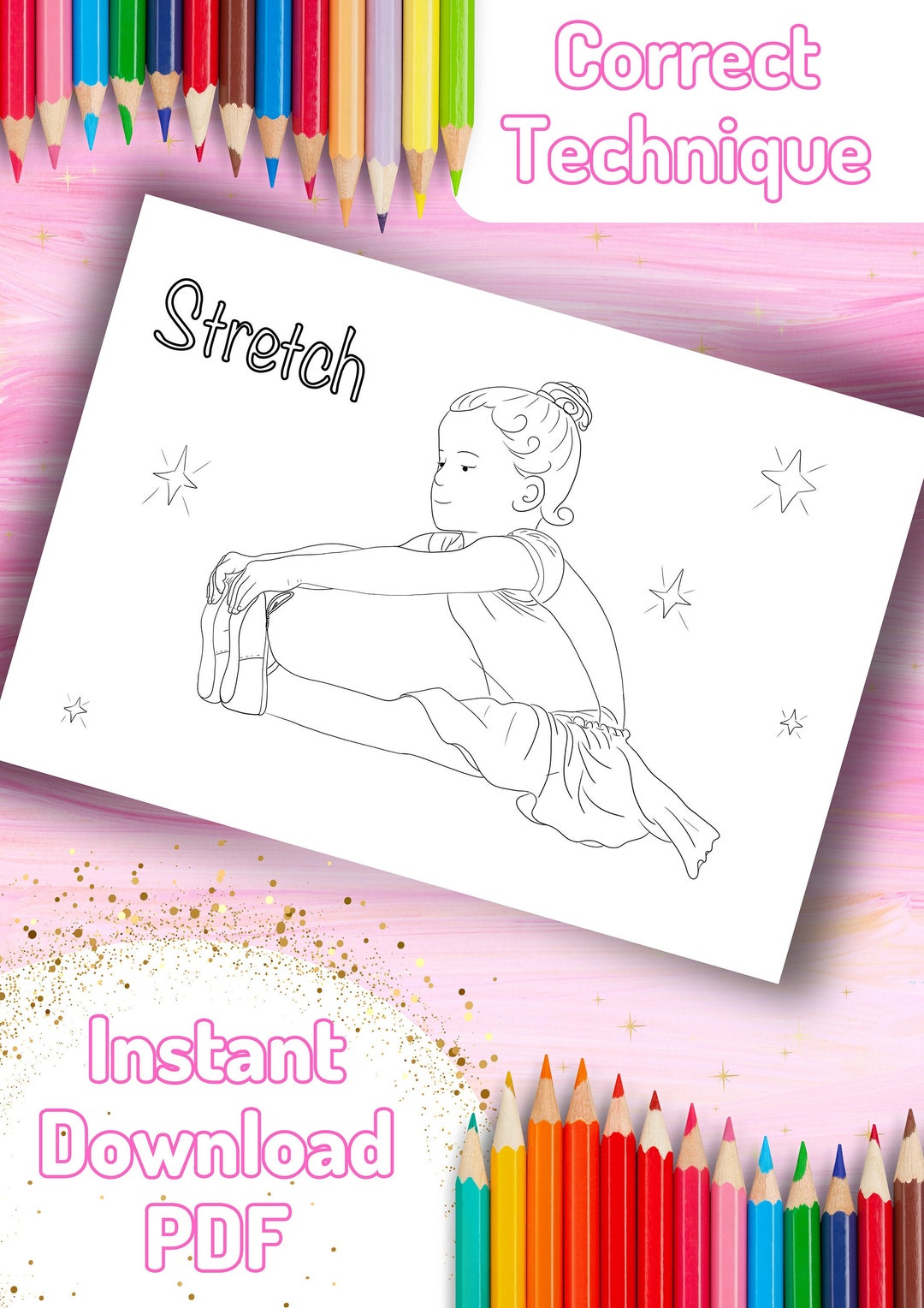 Ballet Colouring in / Coloring in Page Stretch - Etsy