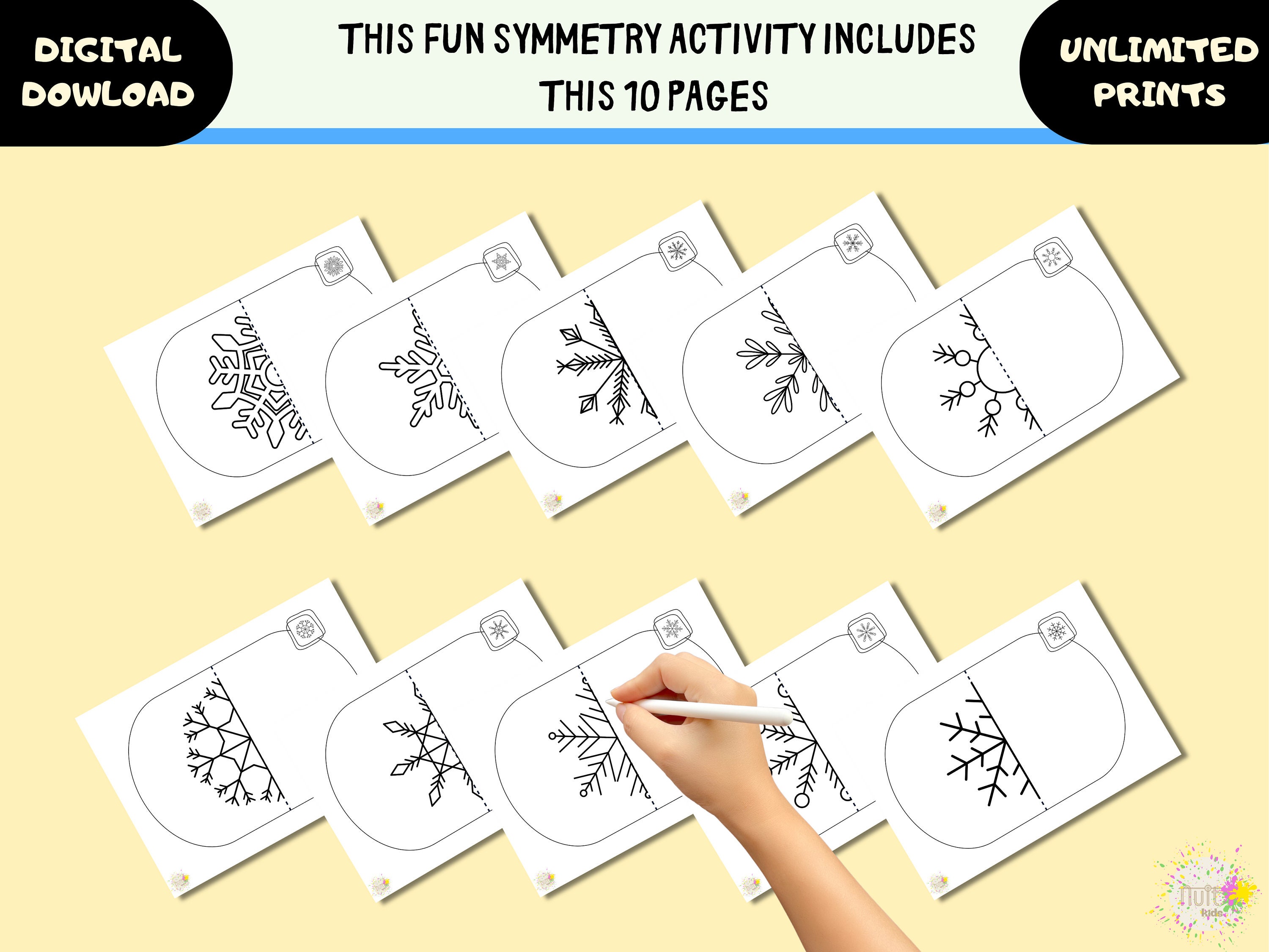 Symmetry Drawing Activity, Winter Symmetry Drawing, Draw and Color ...