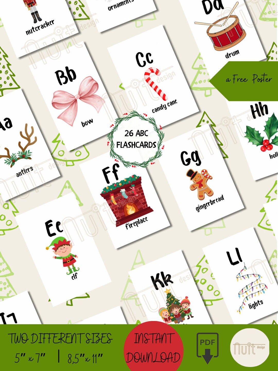 Winter ABC Flash Cards, Christmas Montessori, Christmas Alphabet ...