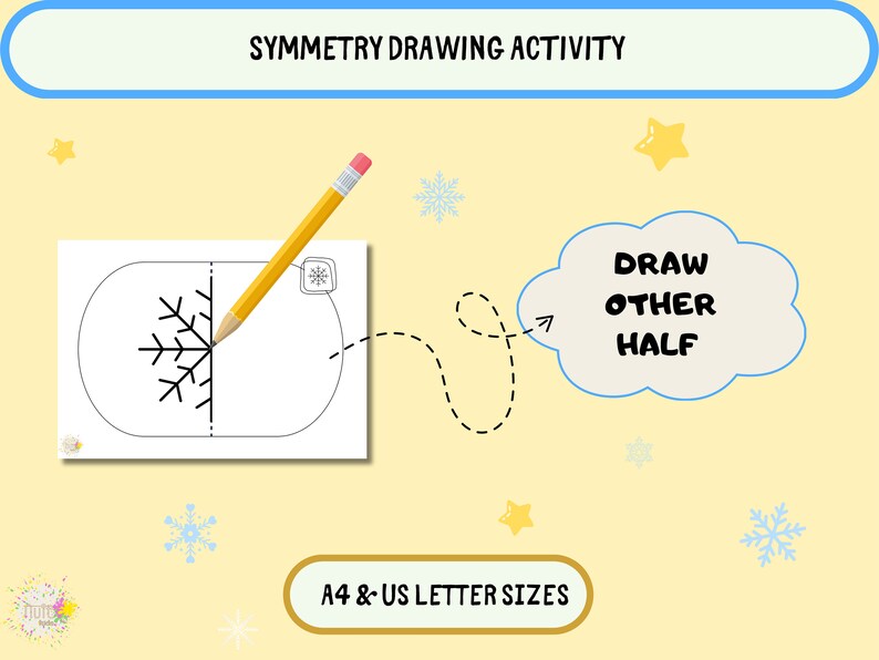 Symmetry Drawing Activity, Winter Symmetry Drawing, Draw and Color ...