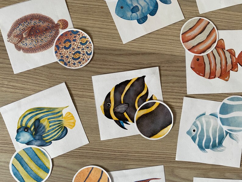 Pattern Matching Activity, Fish Matching Cards, Fine Motor, Montessori ...