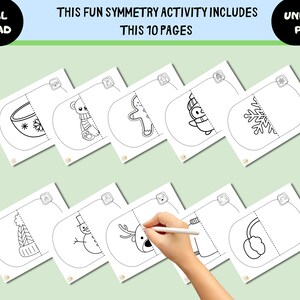 Symmetry Drawing & Coloring Activity, Winter Symmetry Drawing, Draw and ...