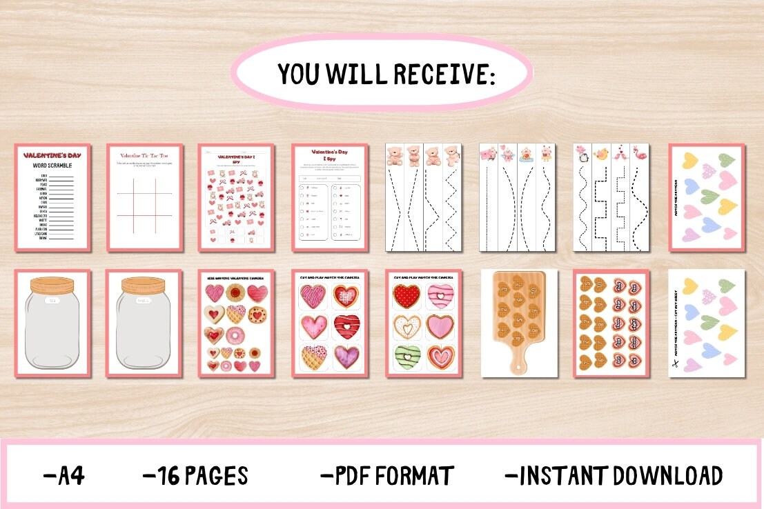Printable Valentine's Day Preschool Activity Bundle, Valentine Activity ...